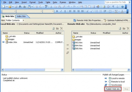 Freeola Help & Support, Frontpage FTP upload guide