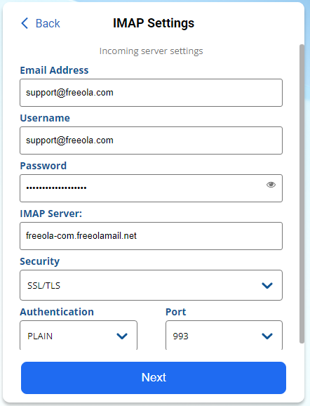 Setting up Freeola Email in BlueMail for Windows, Freeola Help & Support