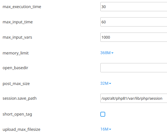 Changing PHP Parameters in SSD Hosting