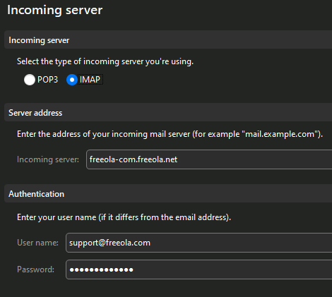 Setting up Freeola Email services in the eM Client Software