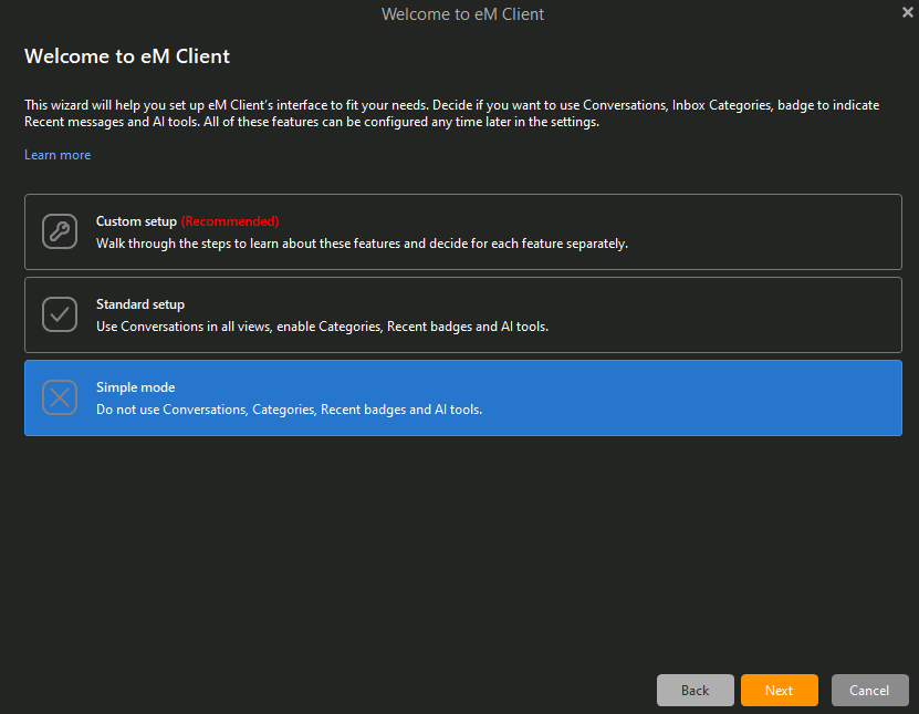 Setting up Freeola Email services in the eM Client Software