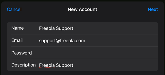 Freeola Help & Support, Freeola email setup for iPhone and iPad