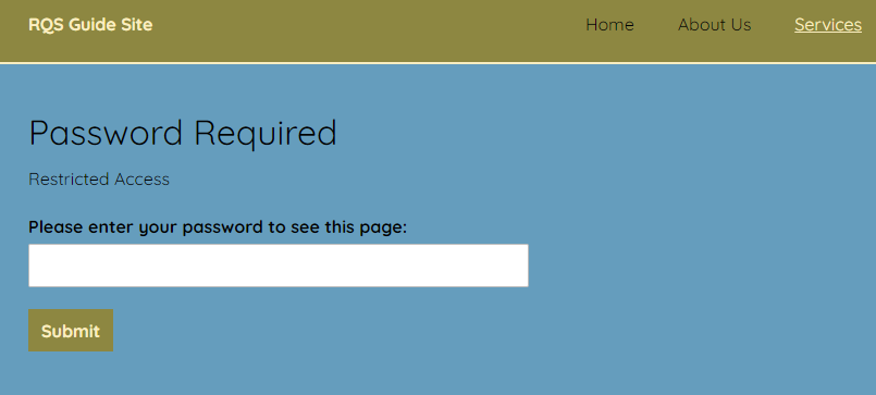 Password Protect Pages in RQS
