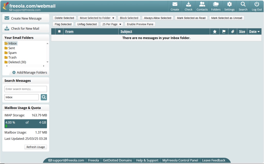 Freeola Help & Support, Freeola webmail, Access e-mails online