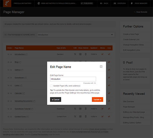 Managing Page and File Names with InstantPro Website Builder | General ...