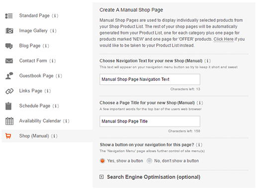 Creating an InstantPro Manual Shop Page